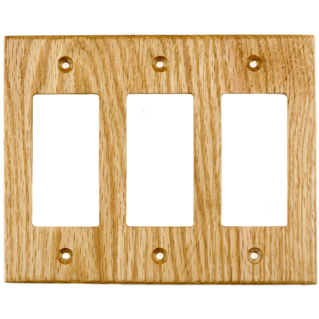 Oak Wood Wall Plate - 3 Gang GFCI-Decora-Rocker Switch Cover - Virgin ...