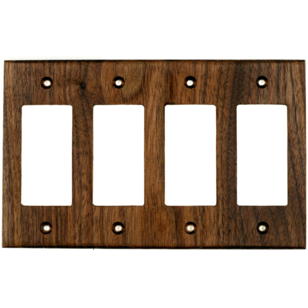 Black Walnut 4 Gang Decora Outlet Cover - Virgin Timber Lumber