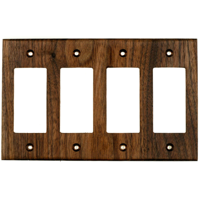 Black Walnut Wood Wall Plate - 4 Gang GFCI-Decora Outlet Cover - Virgin ...