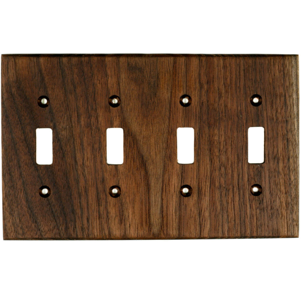 Black Walnut Wood Wall Plate - 4 Gang Light Switch Cover - Virgin ...