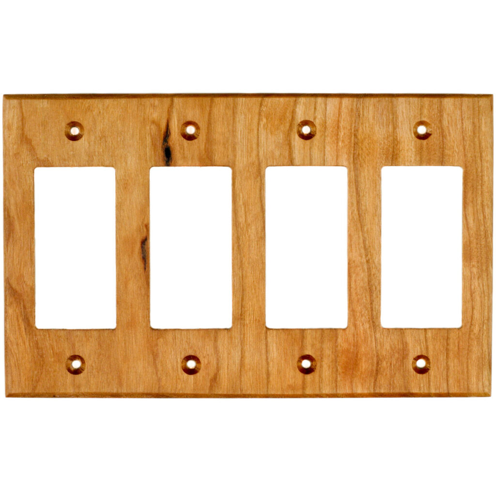 Oak Wood Wall Plate - 4 Gang GFCI-Decora-Rocker Switch Cover - Virgin ...
