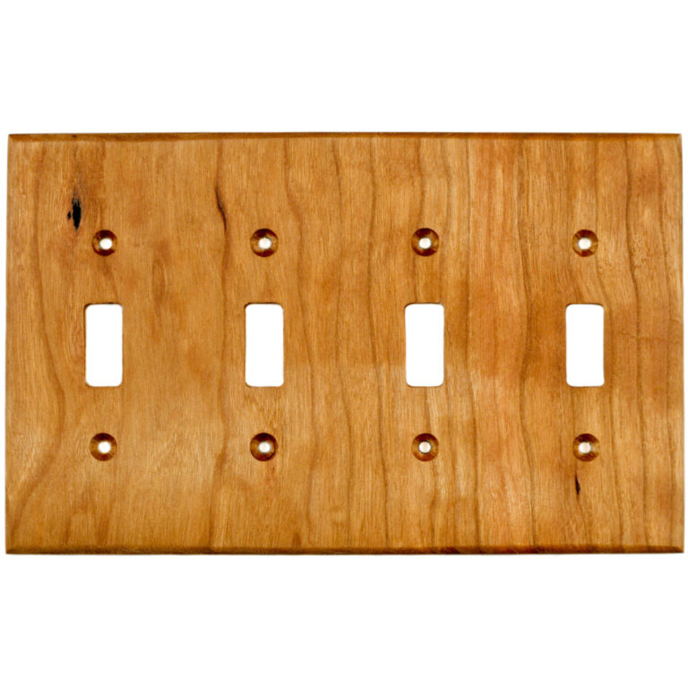 Cherry Wood Wall Plate - 4 Gang Light Switch Cover - Virgin Timber Lumber