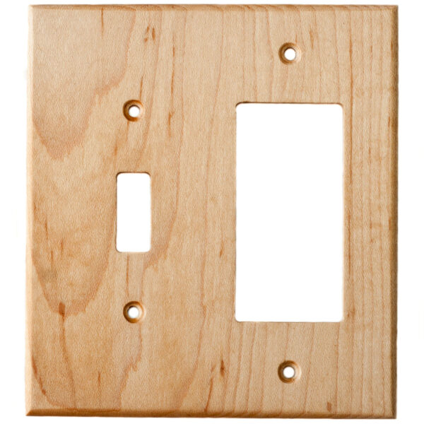 Maple Wood Wall Plate - 2 Gang Combo - Light Switch, GFCI Outlet Cover ...