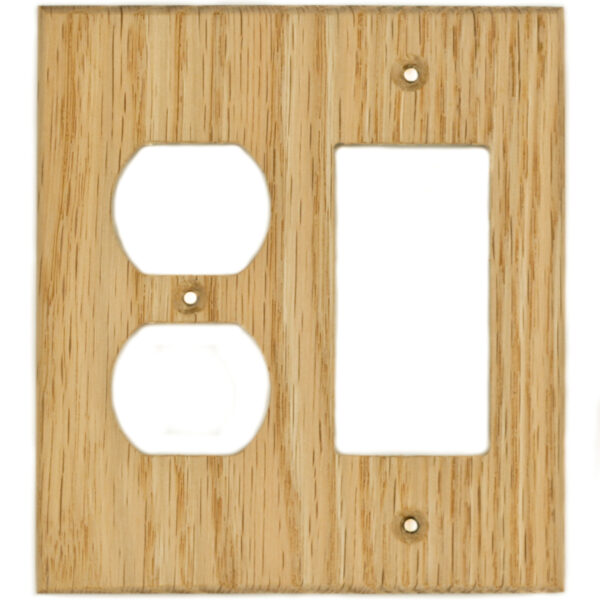 Oak Wood Wall Plate - 2 Gang Combo - GFCI-Decora and Duplex Outlet ...