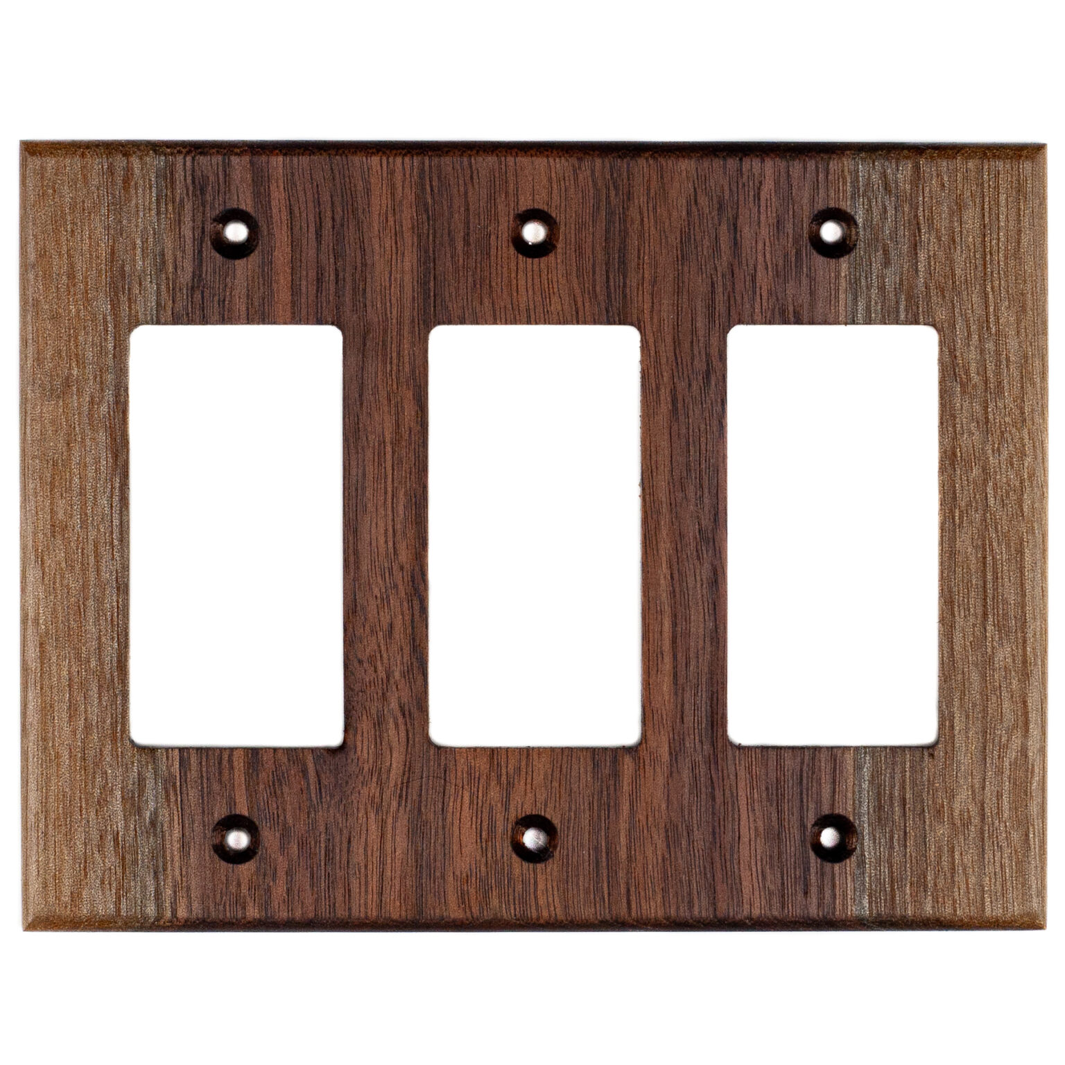 Black Walnut Wood Wall Plate - 3 Gang GFCI-Decora-Rocker Switch Cover ...